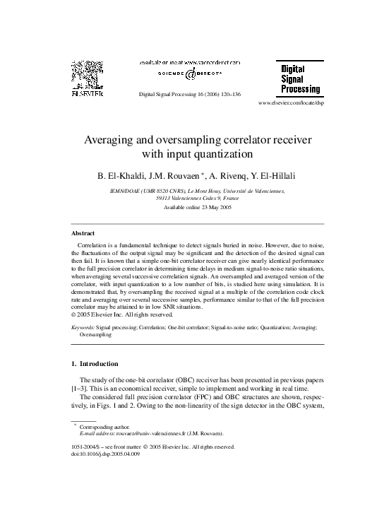 Pdf Averaging And Oversampling Correlator Receiver With Input Quantization