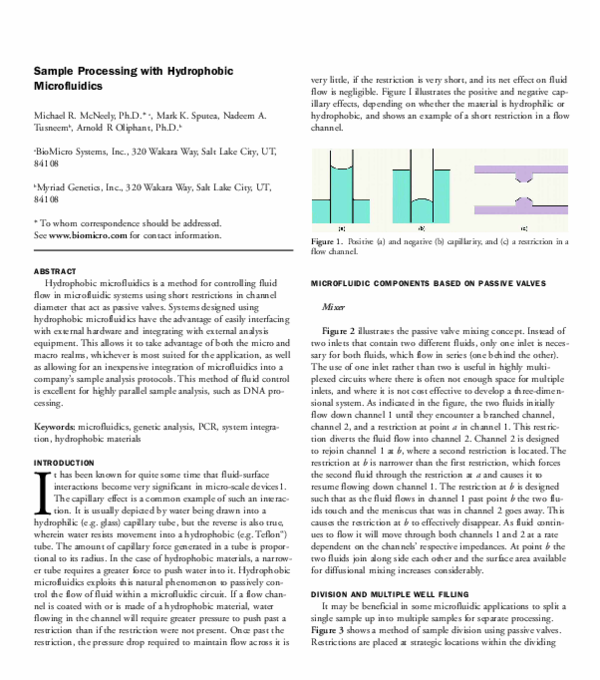 (PDF) Sample Processing with Hydrophobic Microfluidics | Nadeem Tusneem - Academia.edu
