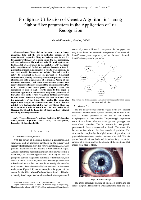 Pdf Prodigious Utilization Of Genetic Algorithm In Tuning Gabor