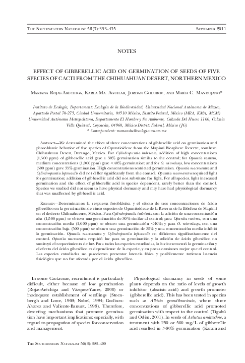 Pdf Effect Of Gibberellic Acid On Germination Of Seeds Of Five