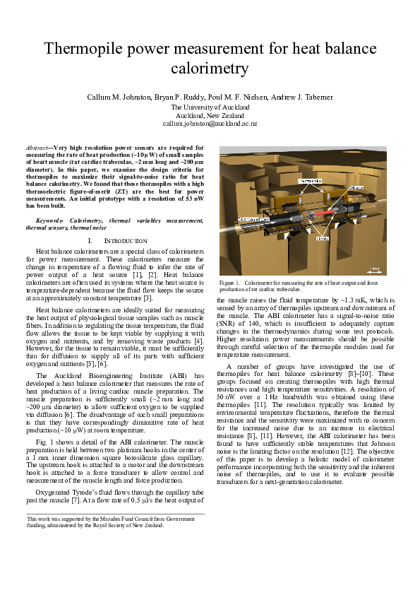 (PDF) Thermopile power measurement for heat balance calorimetry