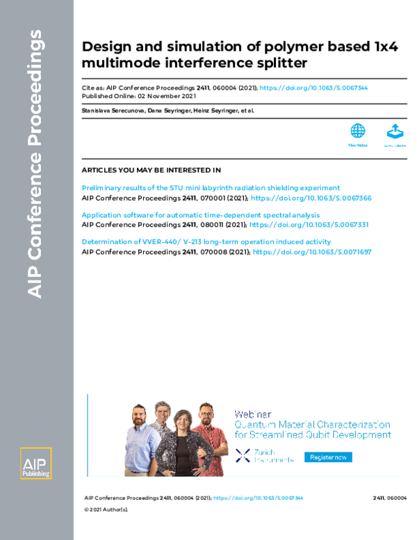 (PDF) Design and simulation of polymer based 1x4 multimode interference splitter