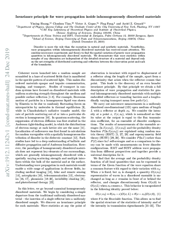 (PDF) Invariance Principle for Wave Propagation inside Inhomogeneously ...