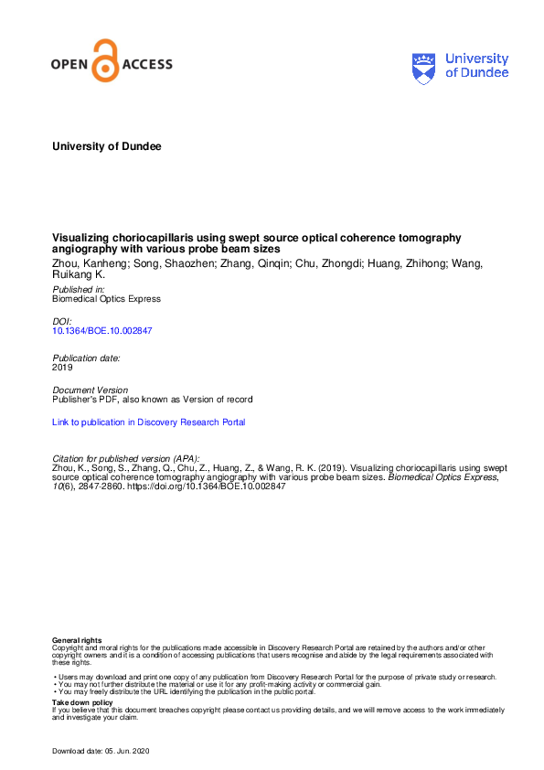 (PDF) Visualizing choriocapillaris using swept-source optical coherence ...