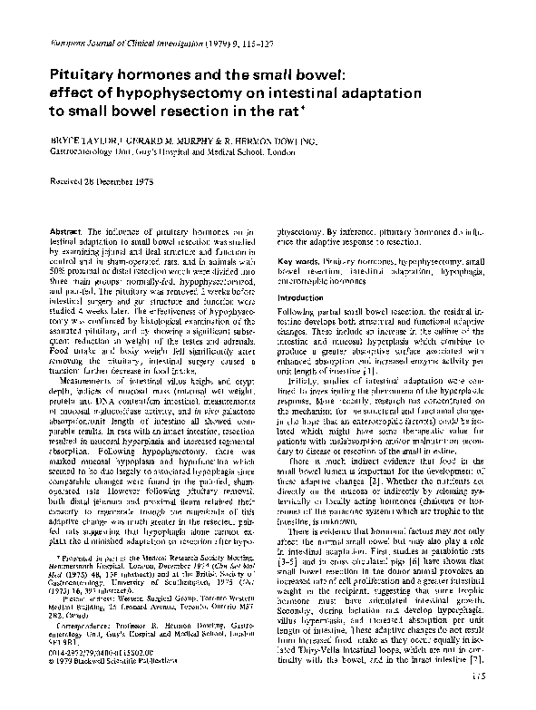 (PDF) Pituitary hormones and the small bowel: effect of hypophysectomy ...