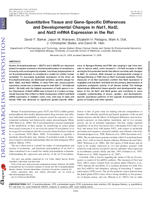 (PDF) Quantitative Tissue and Gene-Specific Differences and ...