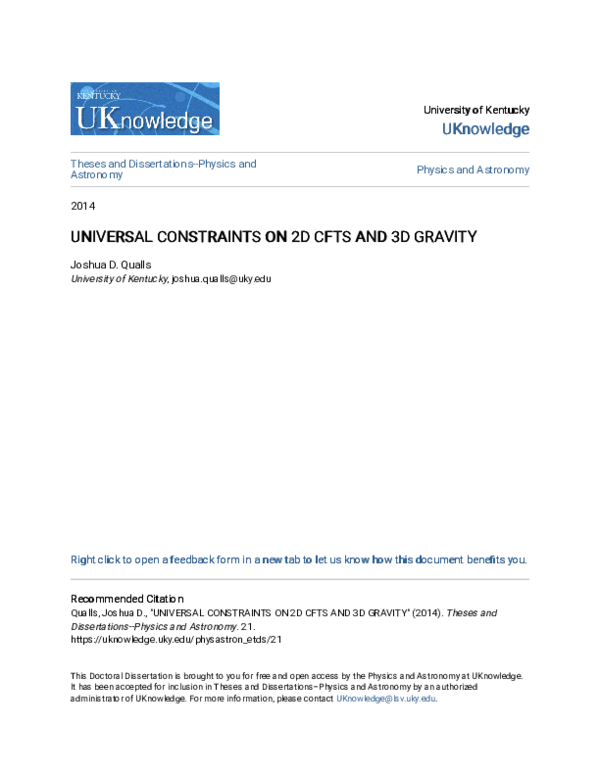 (PDF) Universal Constraints on 2D CFTS and 3D Gravity | Joshua Qualls ...