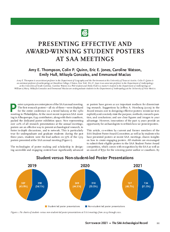 (PDF) Designing Effective and Award Winning Student Posters at SAA Meetings