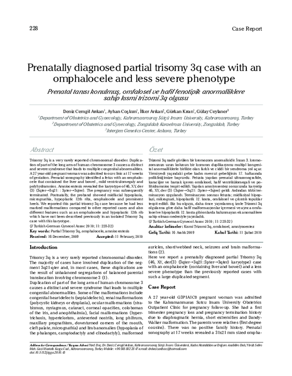 (PDF) Prenatally diagnosed partial trisomy 3q case with an omphalocele ...