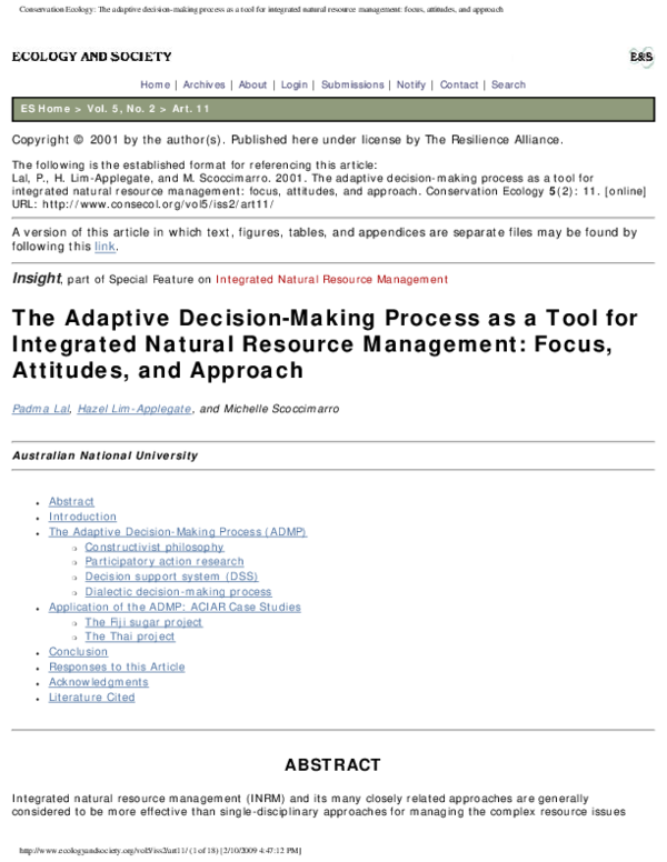 (PDF) The adaptive decision-making process as a tool for integrated ...