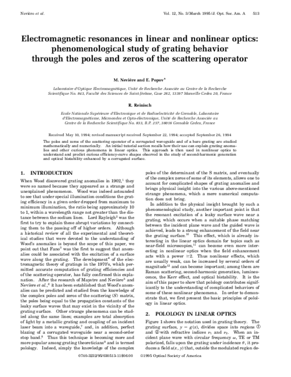 (PDF) Electromagnetic Resonances In Linear and Nonlinear Optics ...