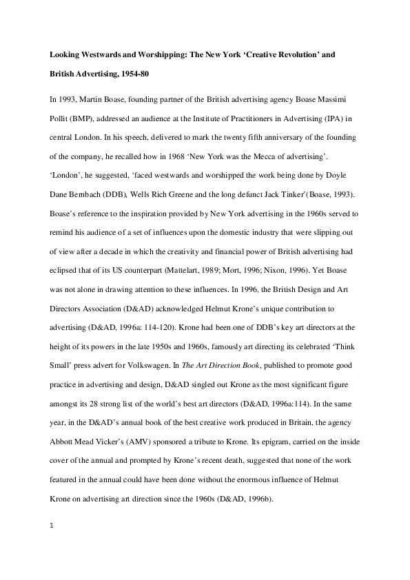 (PDF) Looking westwards and worshipping: The New York ‘Creative ...