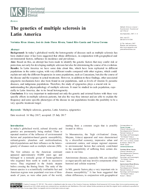(PDF) The genetics of multiple sclerosis in Latin America