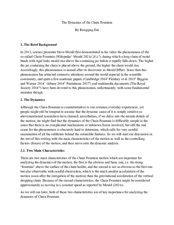 (DOC) The Dynamics of the Chain Fountain