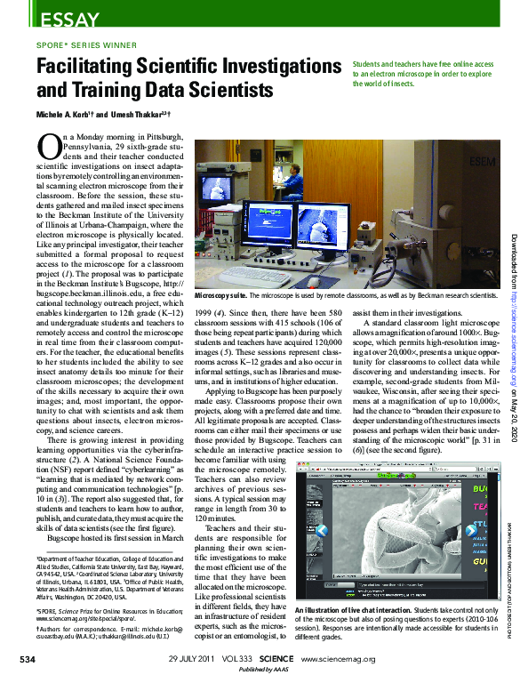 (PDF) Facilitating Scientific Investigations and Training Data Scientists