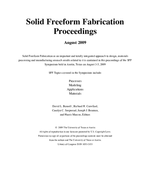 (PDF) Solid Freeform Fabrication Proceedings