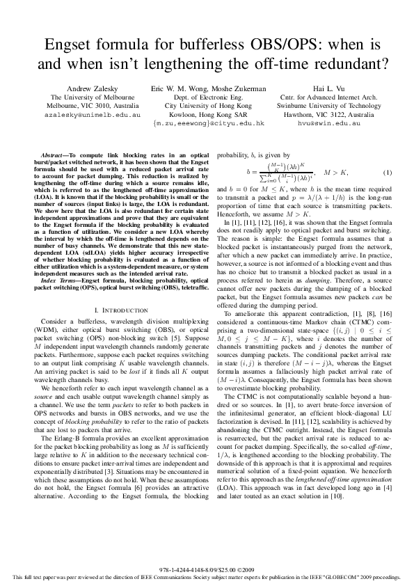(PDF) Engset Formula for Bufferless OBS/OPS: When Is and When Isn't Lengthening the Off-Time ...