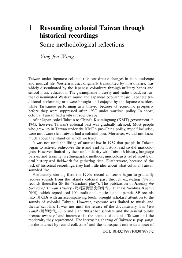 (PDF) Resounding colonial Taiwan through historical recordings Some ...