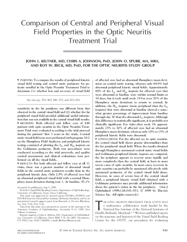 (PDF) Comparison of central and peripheral visual field properties in ...
