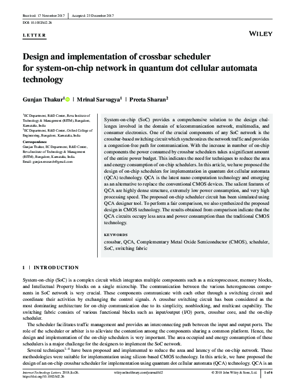 Pdf Design And Implementation Of Crossbar Scheduler For System On