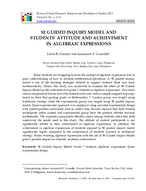 PDF 5E GUIDED INQUIRY MODEL AND STUDENTS ATTITUDE AND ACHIEVEMENT IN pdf-5e-guided-inquiry-model-and-students-attitude-and-achievement-in