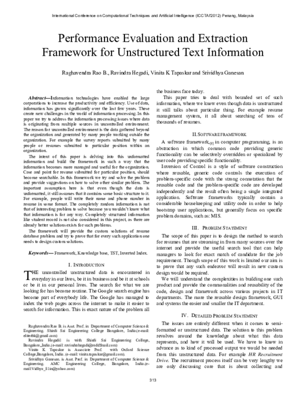 (PDF) Performance Evaluation and Extraction Framework for Unstructured ...