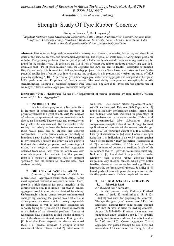(PDF) Effect of Waste Tyre Rubber on Mechanical Properties of Concrete ...