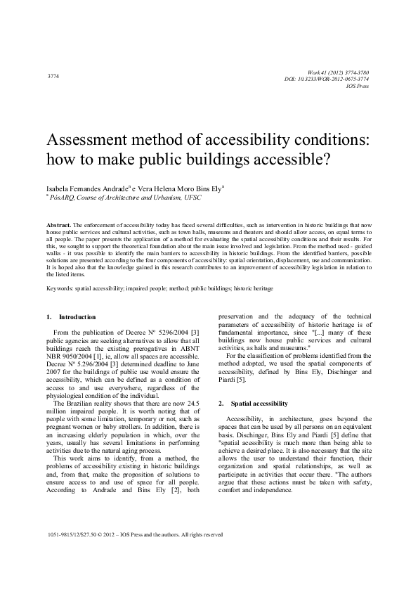 (PDF) Assessment method of accessibility conditions: how to make public ...