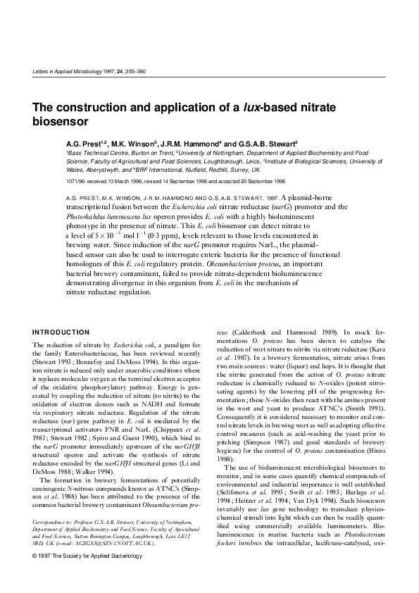 (PDF) Lux-based Biosensor for Nitrate Detection