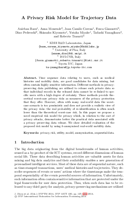 (PDF) Empirical Privacy Risk Model for Mobility Data