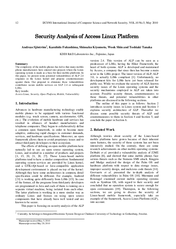 (PDF) Security Analysis of Access Linux Platform