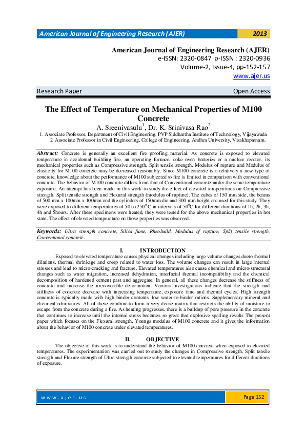 (PDF) The Flexure Behavior of M100 Concrete at Elevated | Dr A ...