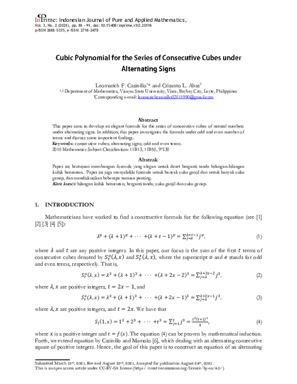 (PDF) Cubic Polynomial for the Series of Consecutive Cubes under ...