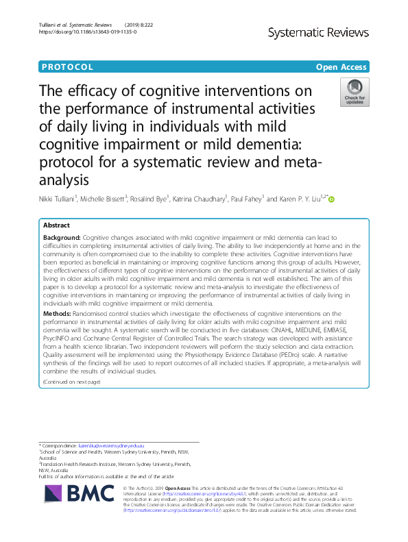 (PDF) The efficacy of cognitive interventions on the performance of ...