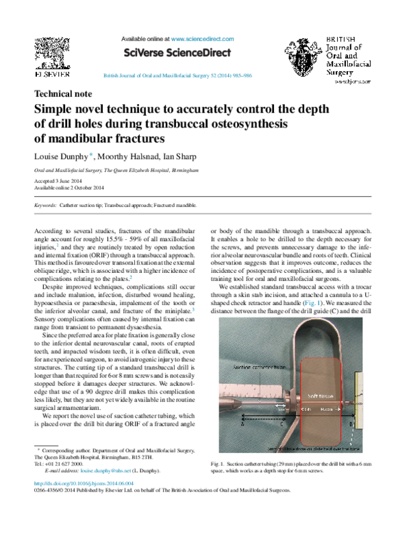 (PDF) Simple novel technique to accurately control the depth of drill ...