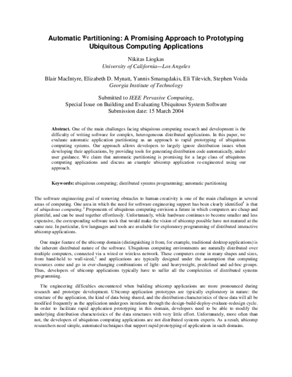 Pdf Automatic Partitioning A Promising Approach To Prototyping