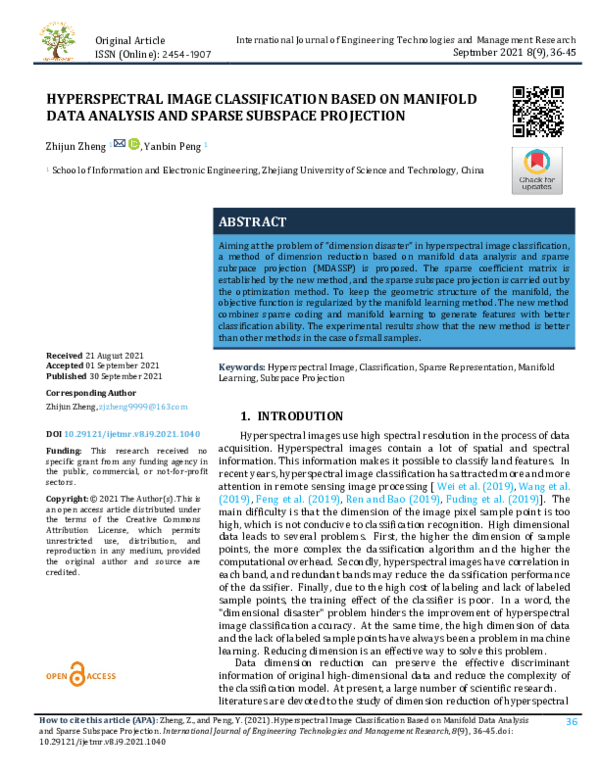 (PDF) HYPERSPECTRAL IMAGE CLASSIFICATION BASED ON MANIFOLD DATA ANALYSIS AND SPARSE SUBSPACE ...
