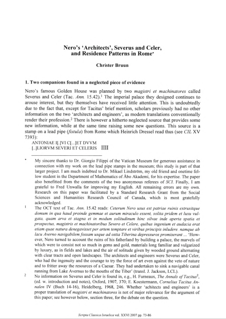 (PDF) Nero's 'Architects', Severus and Celer, and Residence Patterns in ...