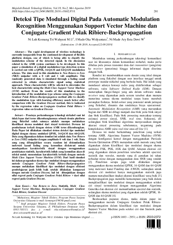 (PDF) Deteksi Tipe Modulasi Digital Pada Automatic Modulation Recognition Menggunakan Support ...