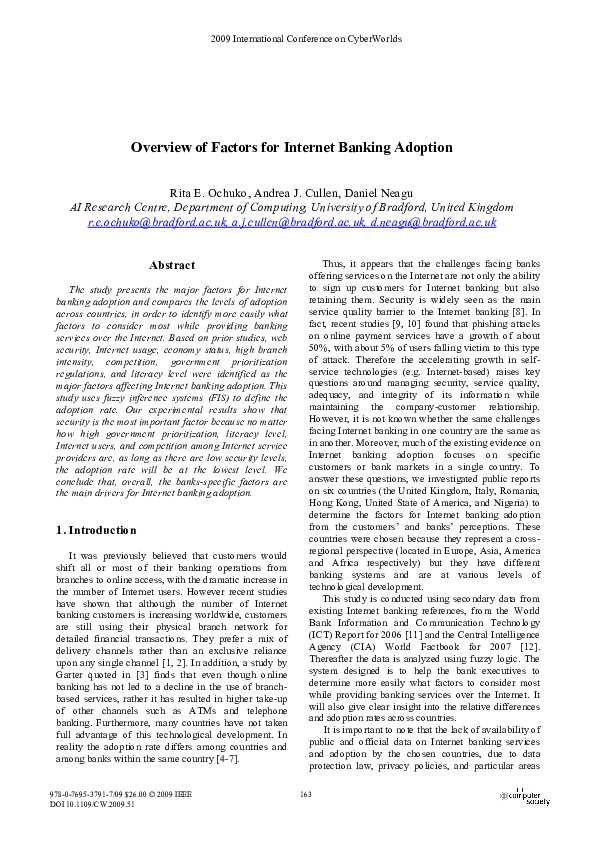 (PDF) Overview of Factors for Internet Banking Adoption