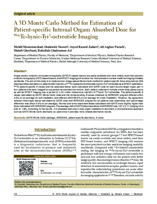 (PDF) A 3D Monte Carlo method for estimation of patient-specific internal organs absorbed dose ...