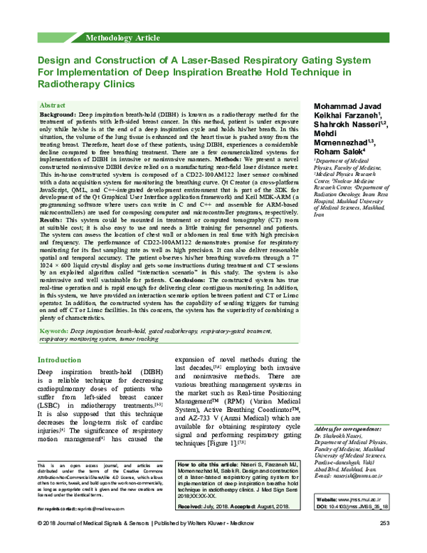 (PDF) Design and construction of a laser-based respiratory gating ...