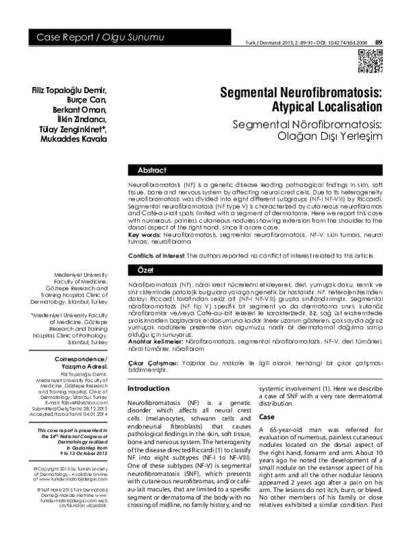 (PDF) Segmental Neurofibromatosis: Atypical Localisation