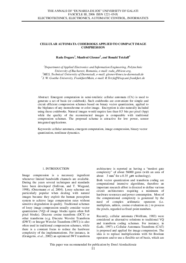(PDF) Cellular automata codebooks applied to compact image compression