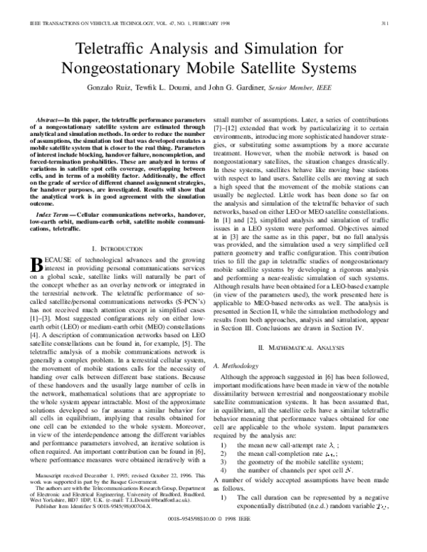 (PDF) Teletraffic analysis and simulation for nongeostationary mobile satellite systems