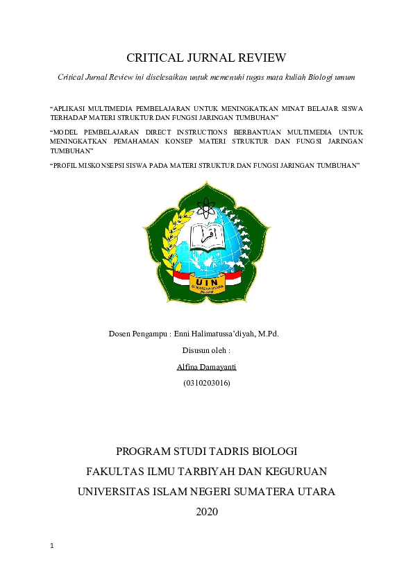 (DOC) CRITICAL JURNAL REVIEW