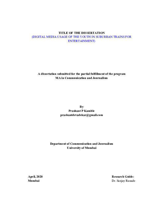 (PDF) TITLE OF THE DISSERTATION (DIGITAL MEDIA USAGE OF THE YOUTH IN ...