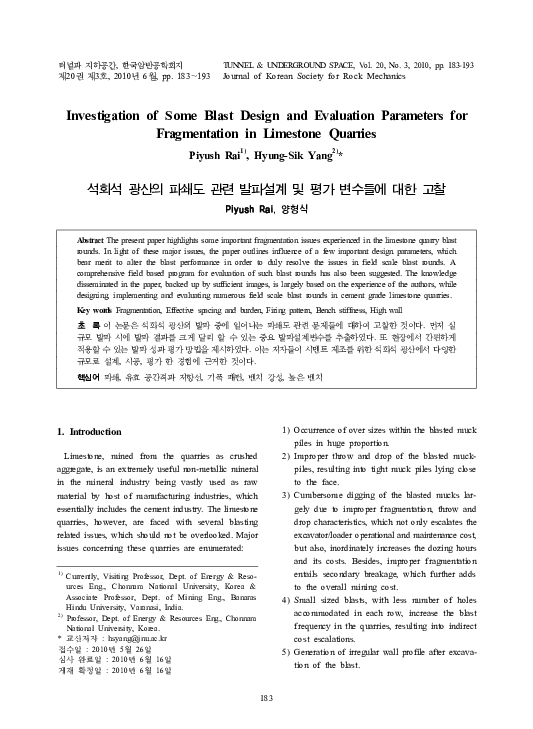(PDF) Investigation of Some Blast Design and Evaluation Parameters for ...