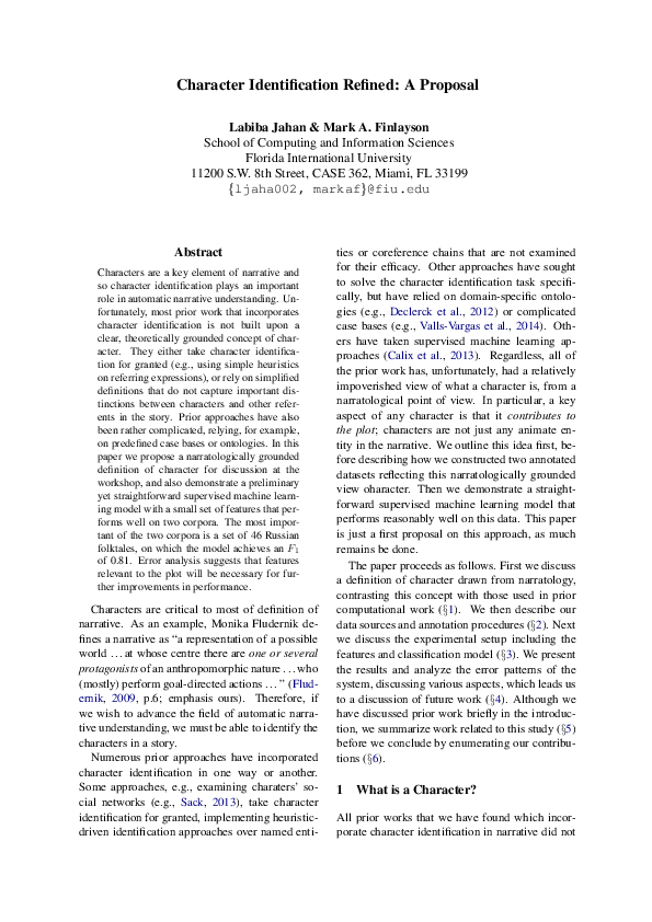 (PDF) Character Identification Refined: A Proposal | Labiba Jahan ...