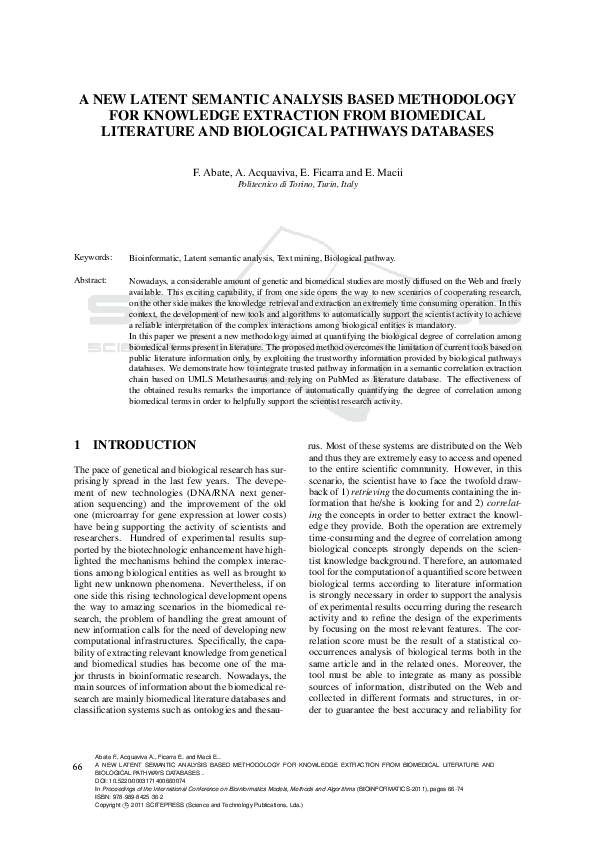 (PDF) A New Latent Semantic Analysis Based Methodology For Knowledge ...